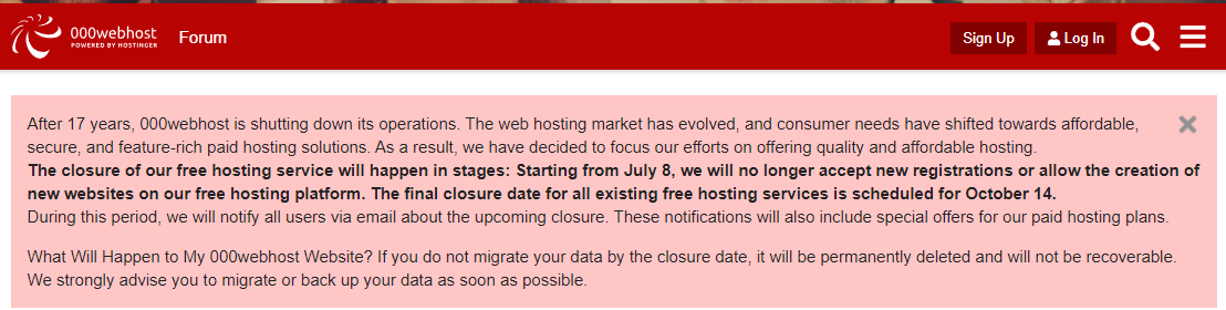 000webhost shuts down after 17 years - webhosting.today